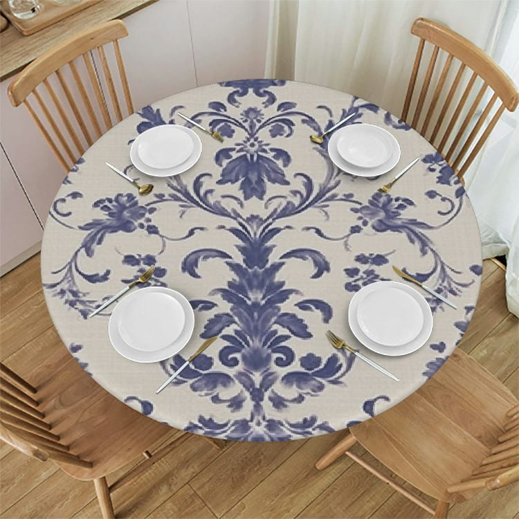 Ulloord Round Table Cover, Waterproof Reusable Table Cloth Round Fitted ...