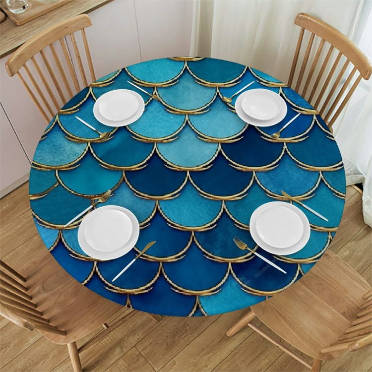 Ulloord Round Table Cover, Waterproof Reusable Table Cloth Round Fitted ...