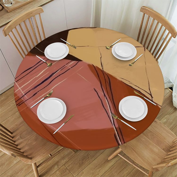 Ulloord Round Table Cover, Waterproof Reusable Table Cloth Round Fitted ...