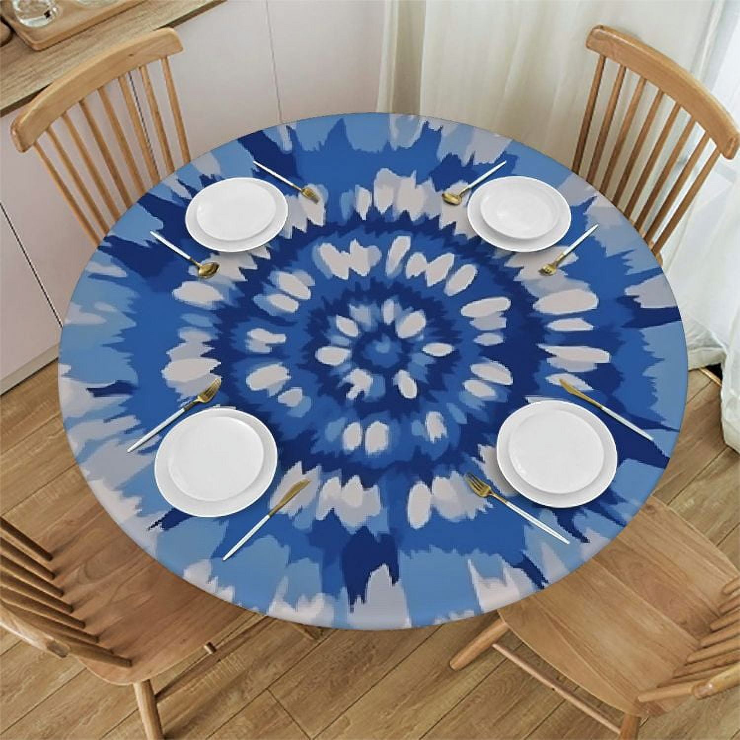 Ulloord Round Table Cover, Waterproof Reusable Table Cloth Round Fitted ...