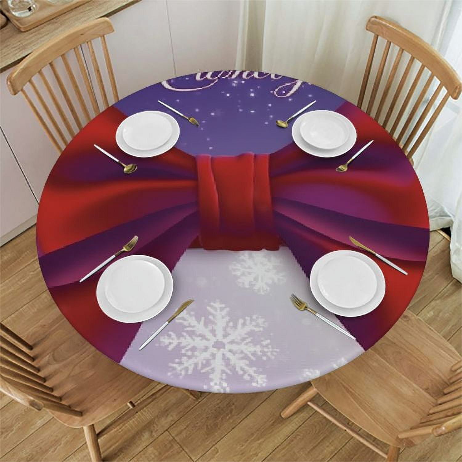 Ulloord Round Table Cover, Waterproof Reusable Table Cloth Round Fitted ...