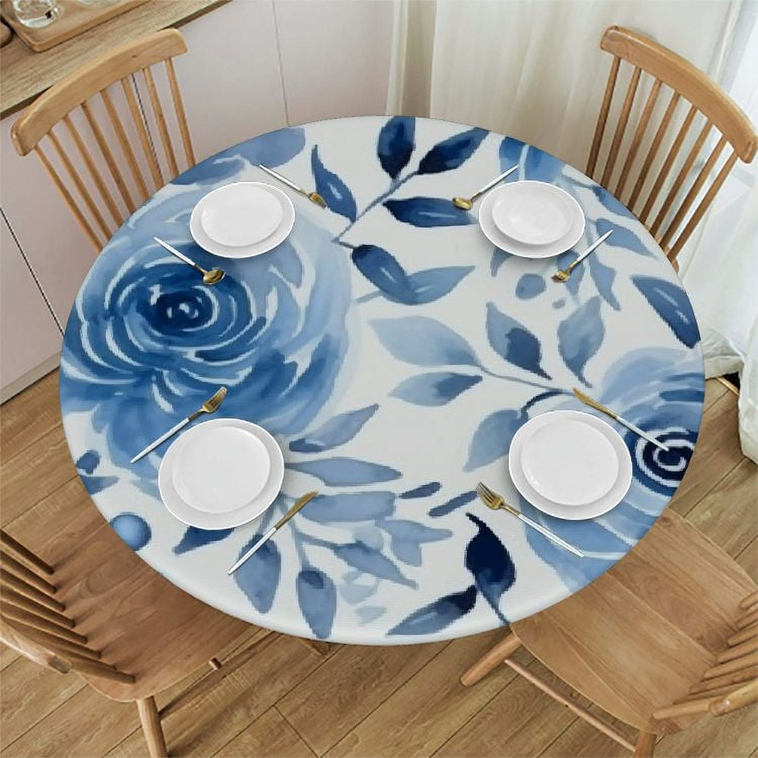 Ulloord Round Table Cover, Waterproof Reusable Table Cloth Round Fitted ...