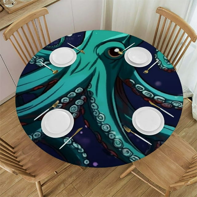 Ulloord Round Table Cover, Waterproof Reusable Table Cloth Round Fitted ...