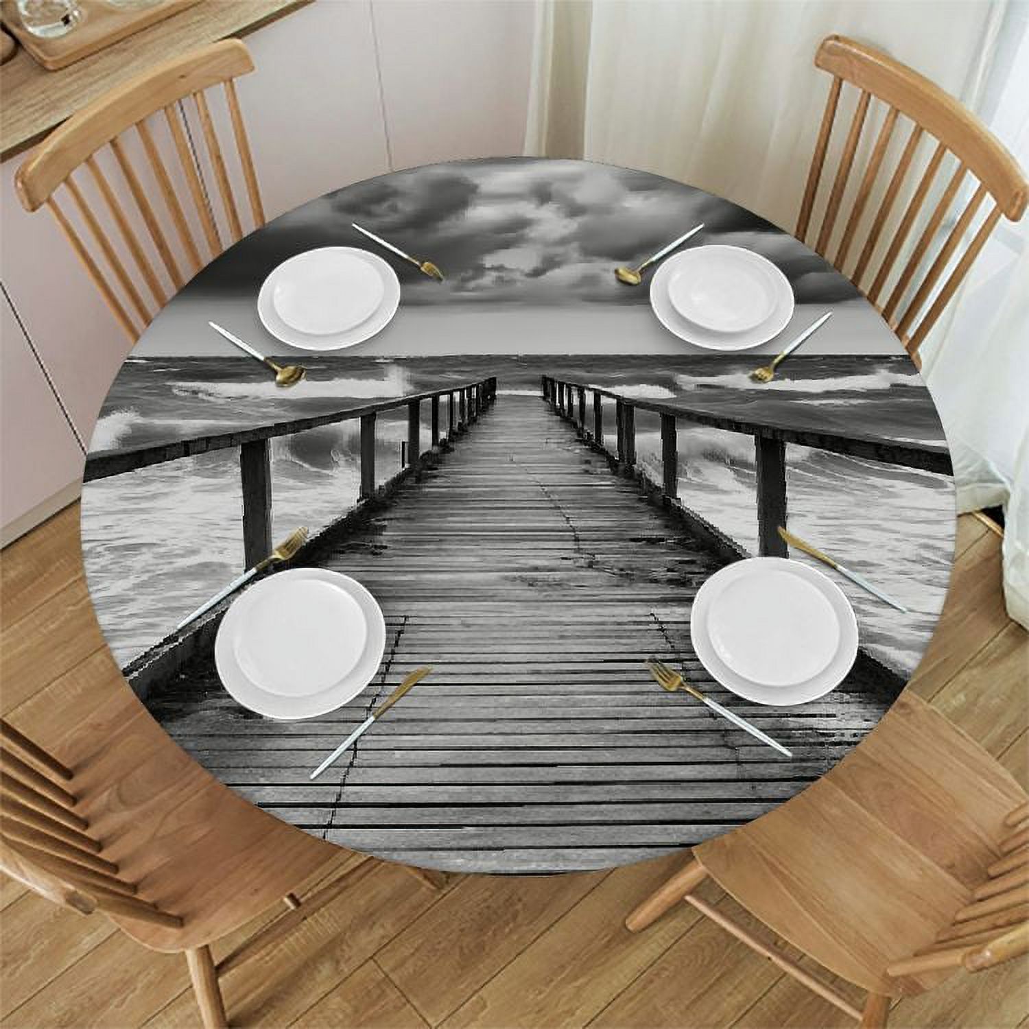 Ulloord Round Tablecloth, Art Tablecloth for Side Table, Old Wooden ...