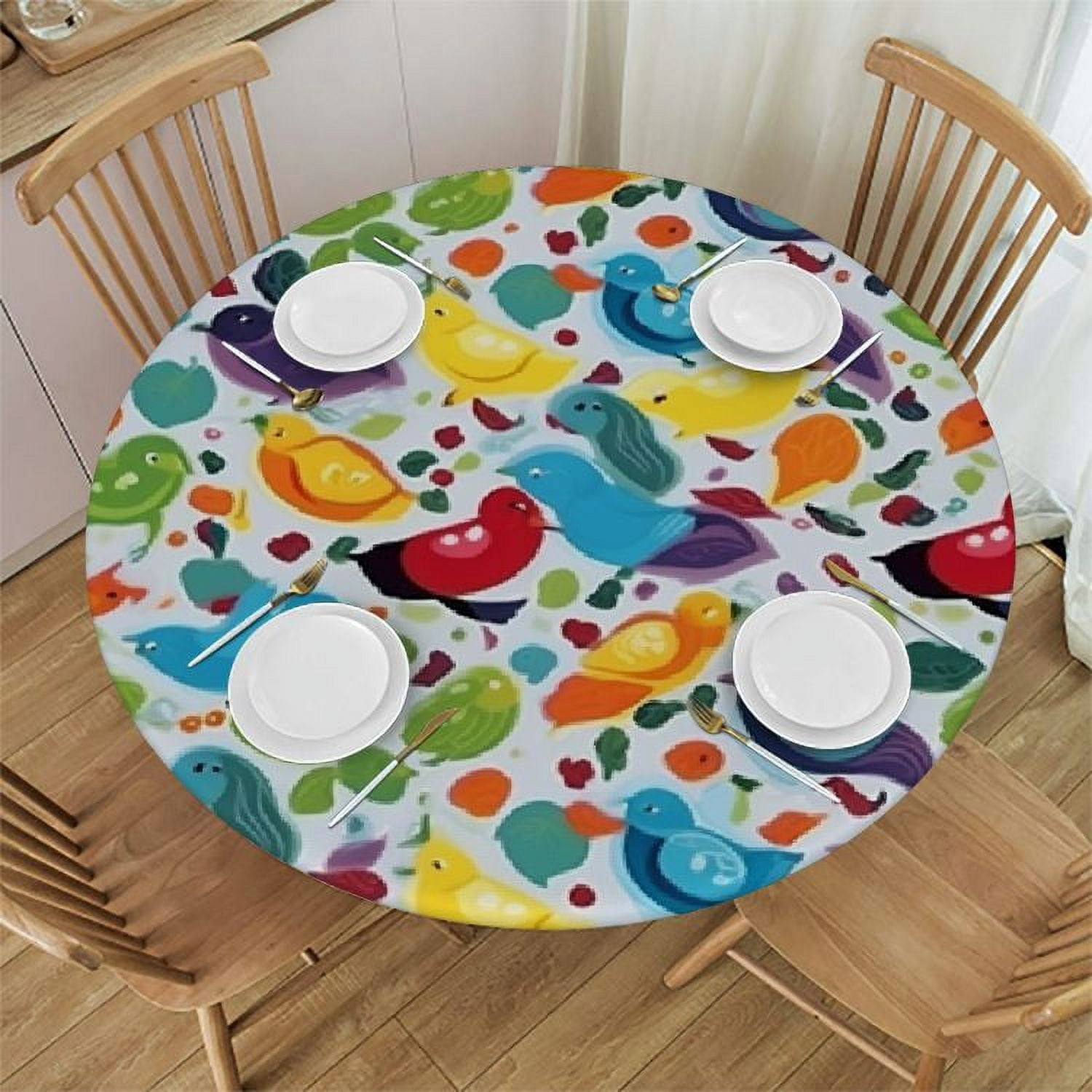 Ulloord Round Tablecloth, Cartoon Tablecloth for Side Table, Bath Ducks ...