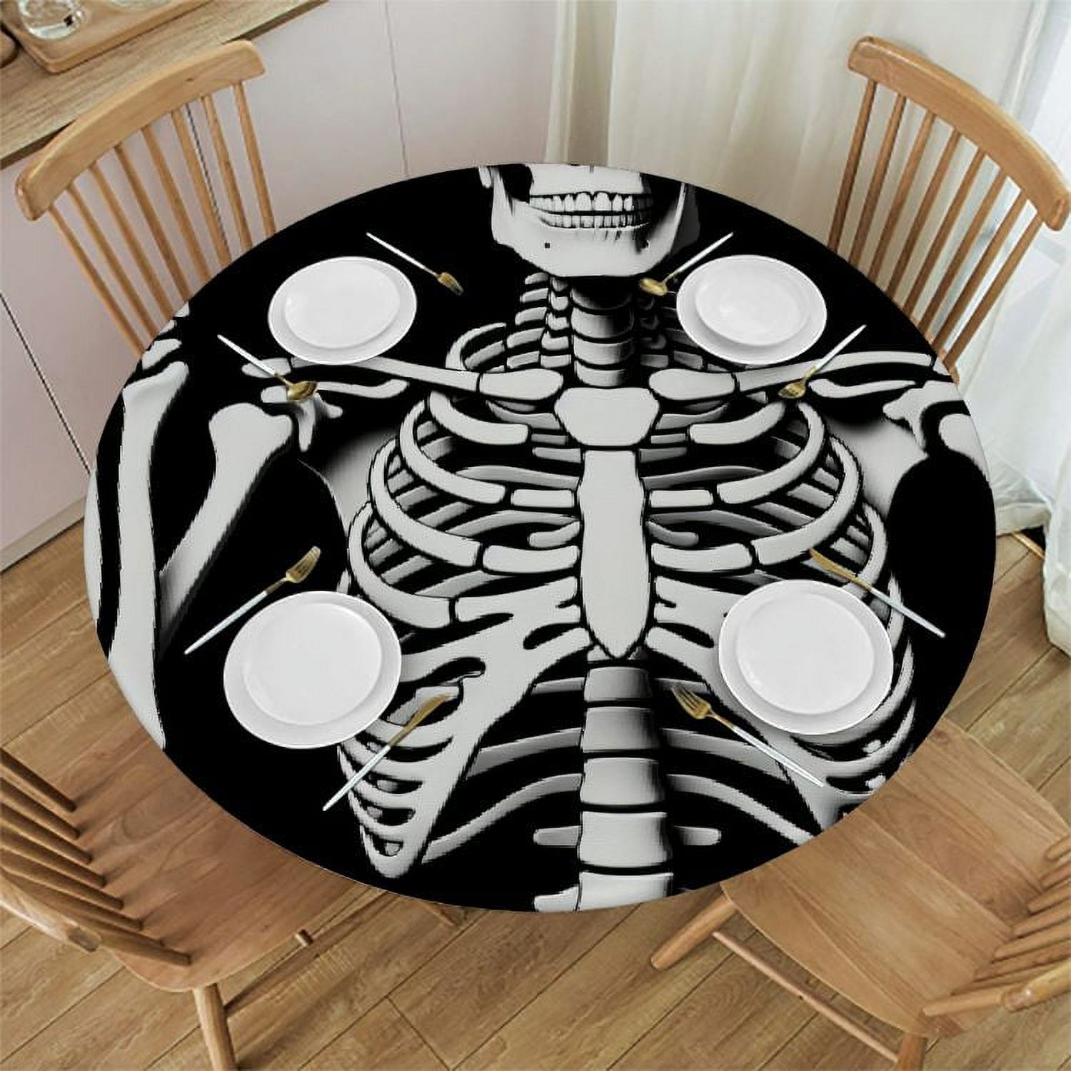Ulloord Round Tablecloth Fitted Table Cover with Elastic Edged Funny ...
