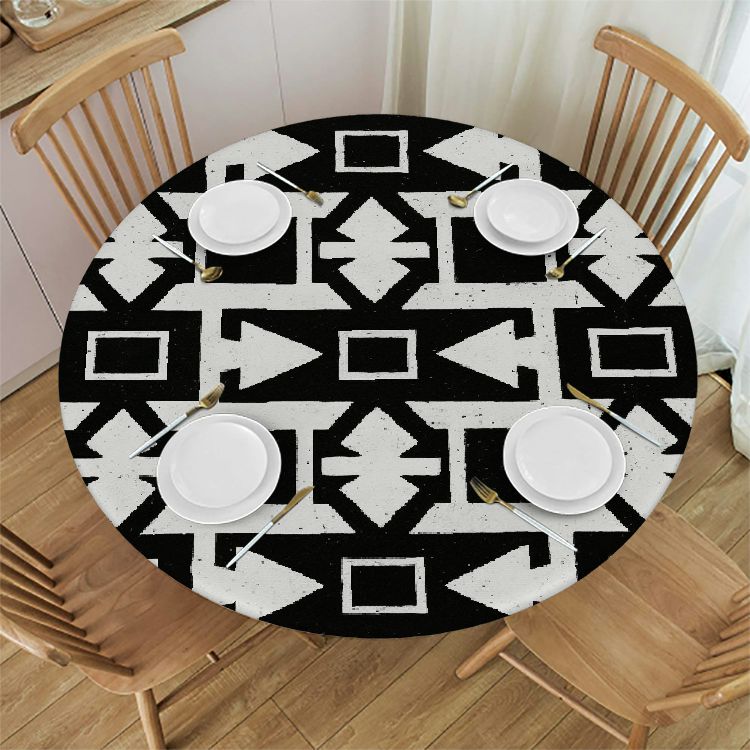 Ulloord Round Tablecloth, Tablecloth for Side Table, Abstract Tile ...