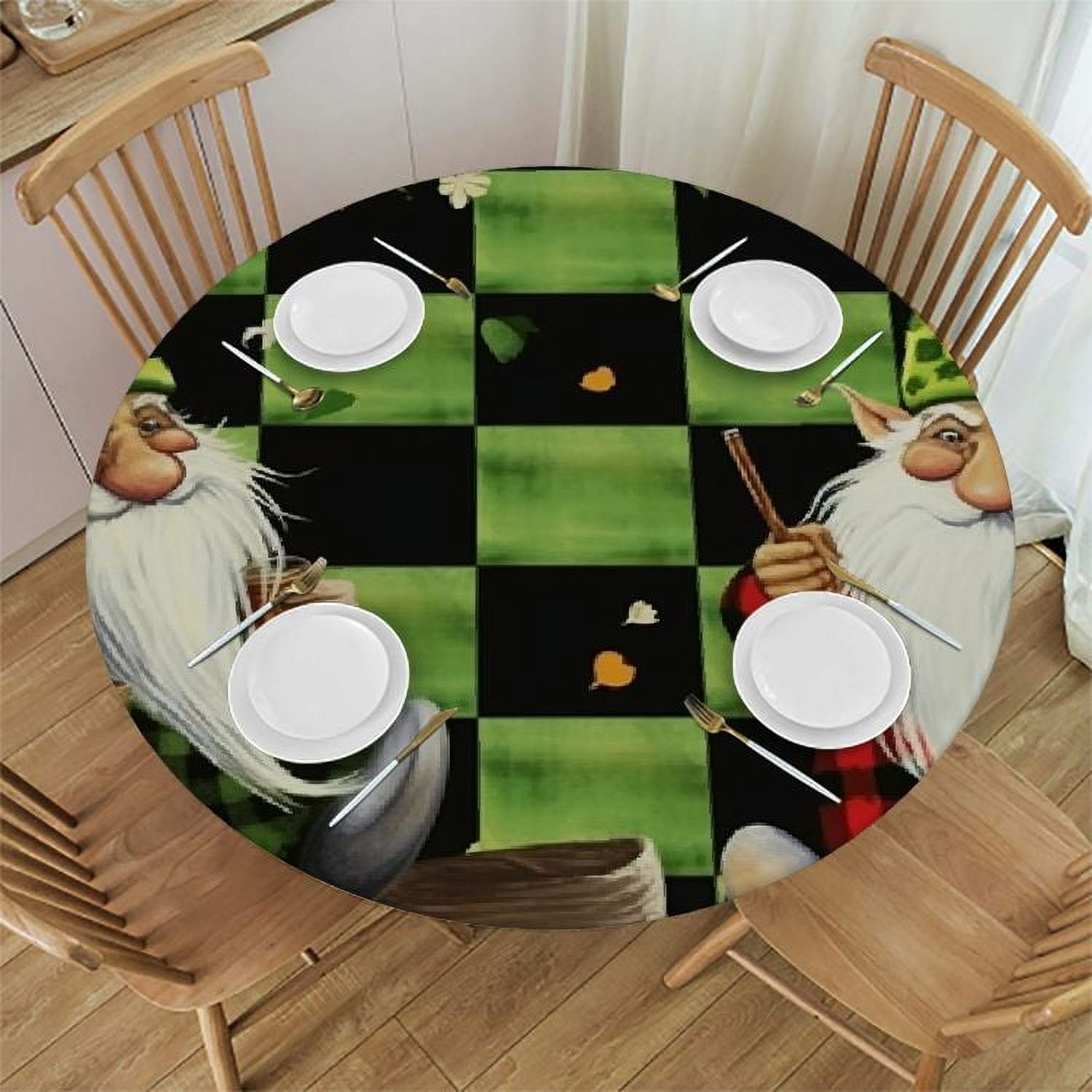 Ulloord Saint Patrick's Day Round Fitted Table Cover for Dining Tables,Elastic Edged Tablecloth ...