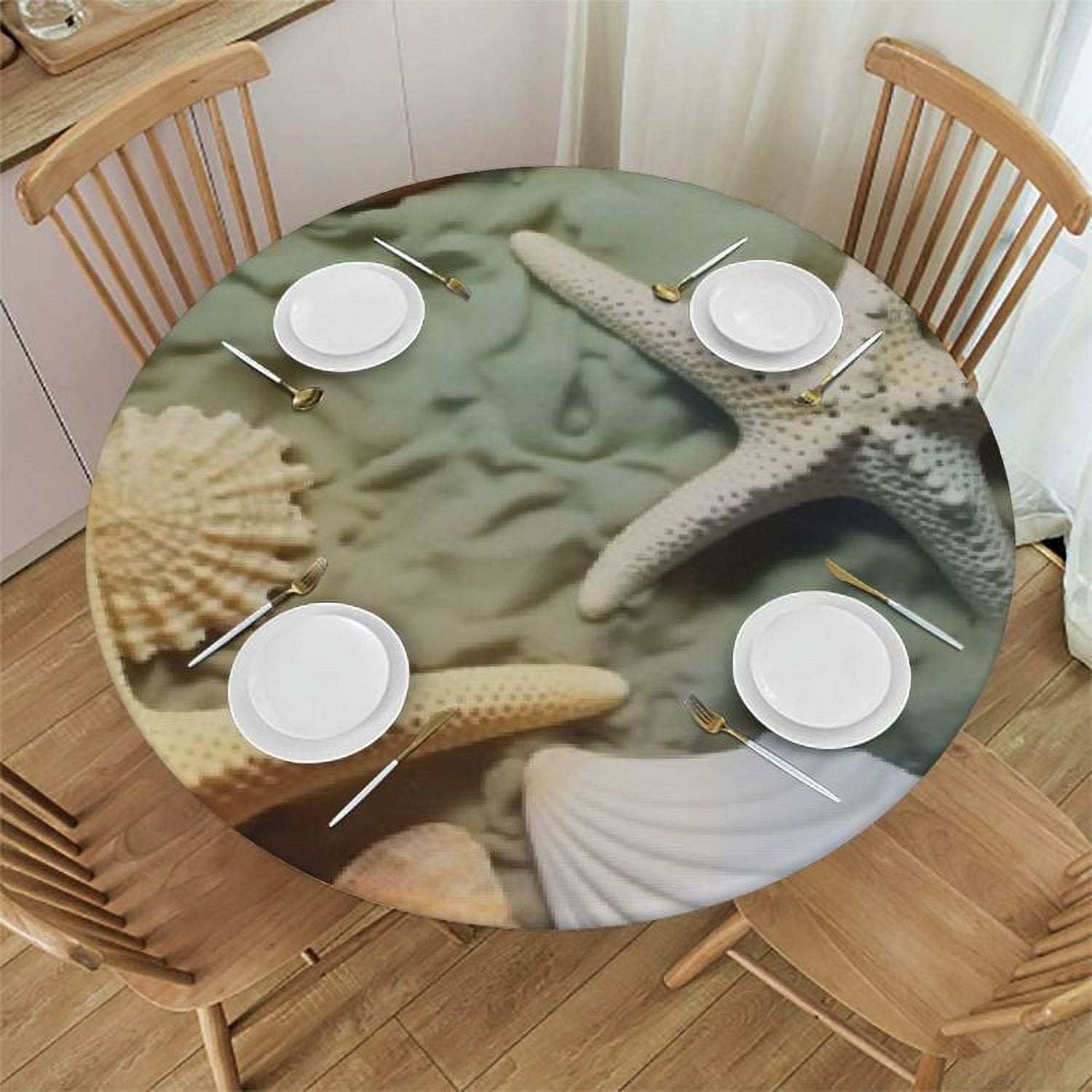 Ulloord Sea Beach Starfish, Elastic Fitted Edged Round Tablecloth Fade ...