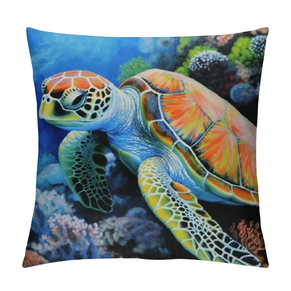 Ulloord Sea Turtle Swim Throw Pillow Cover Pillow Case Square Case ...