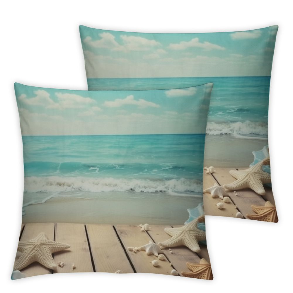 Ulloord Seashells Throw Pillow Cushion Cover, Wooden Boardwald with ...