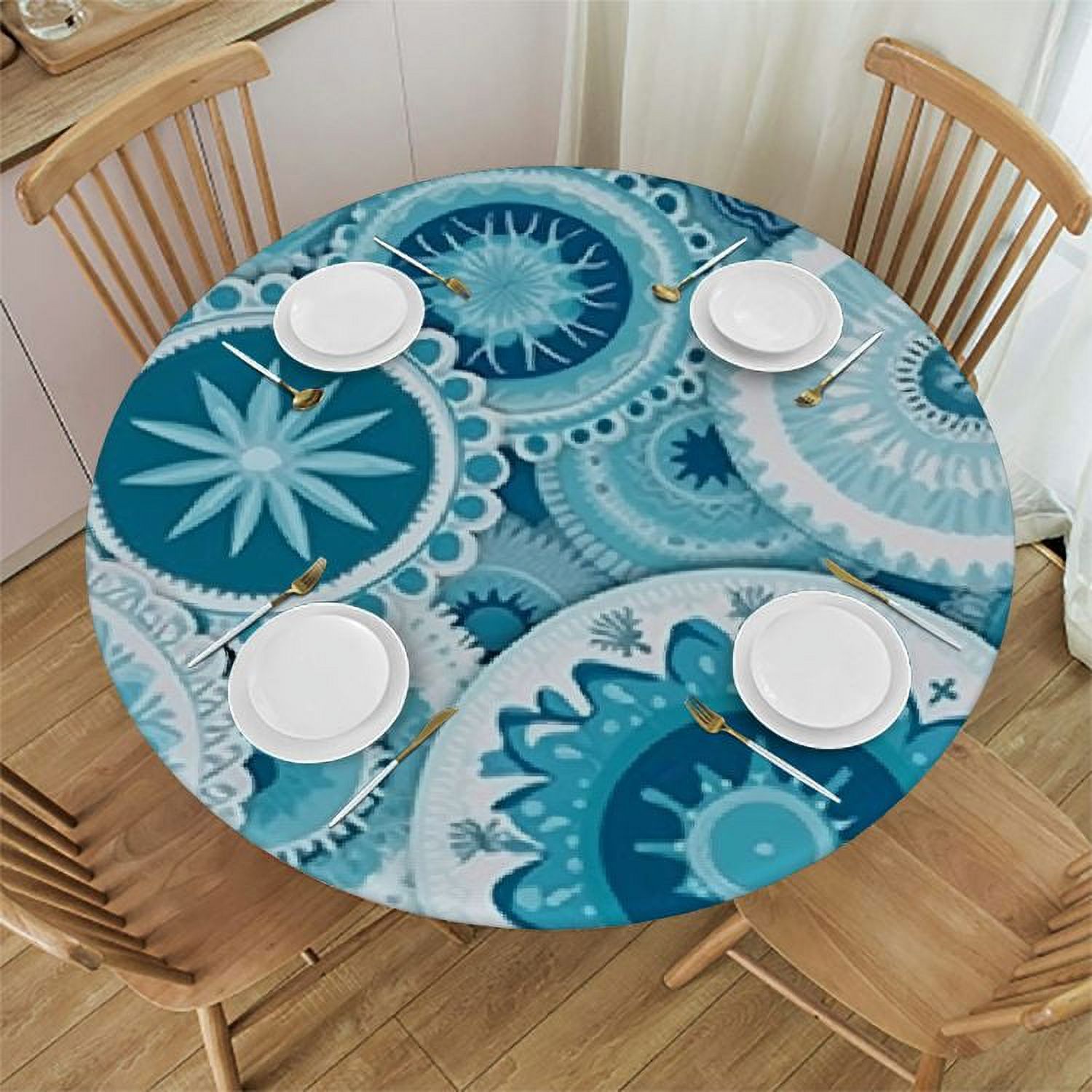 Ulloord Small Round Tablecloth, Aqua Washable Polyester Table Cloth for ...