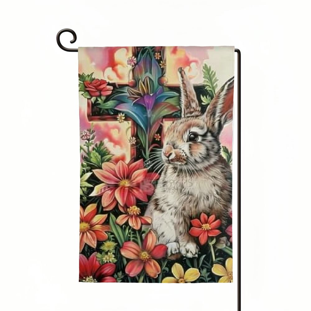 Ulloord Spring Garden Flag - Colorful Butterfly Flag Rabbit House Flag ...