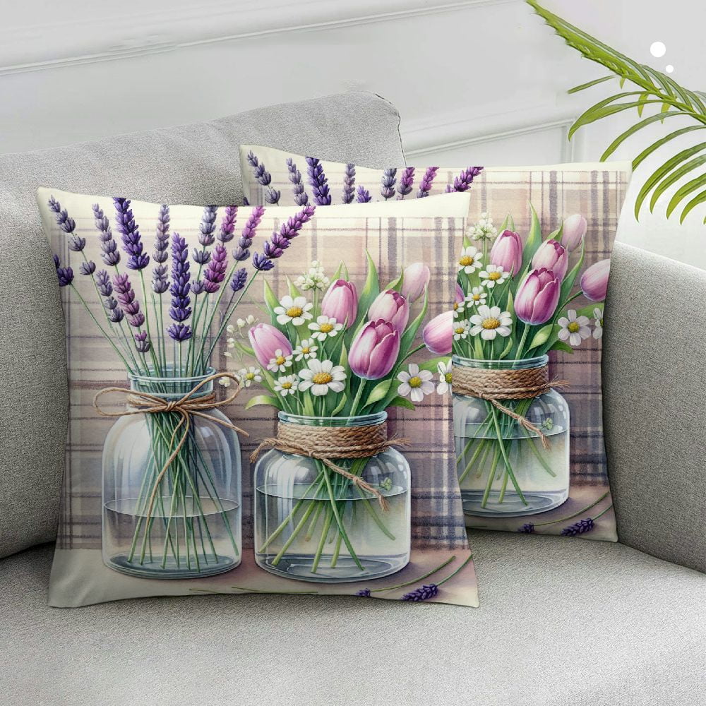 Ulloord Spring Pillow Covers Gray Buffalo Plaids Sweet Home Love Throw ...