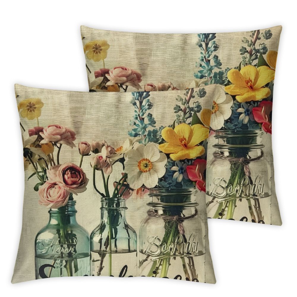Ulloord Spring Pillow Covers Set of 2 Flowers Floral Throw Pillowcase ...