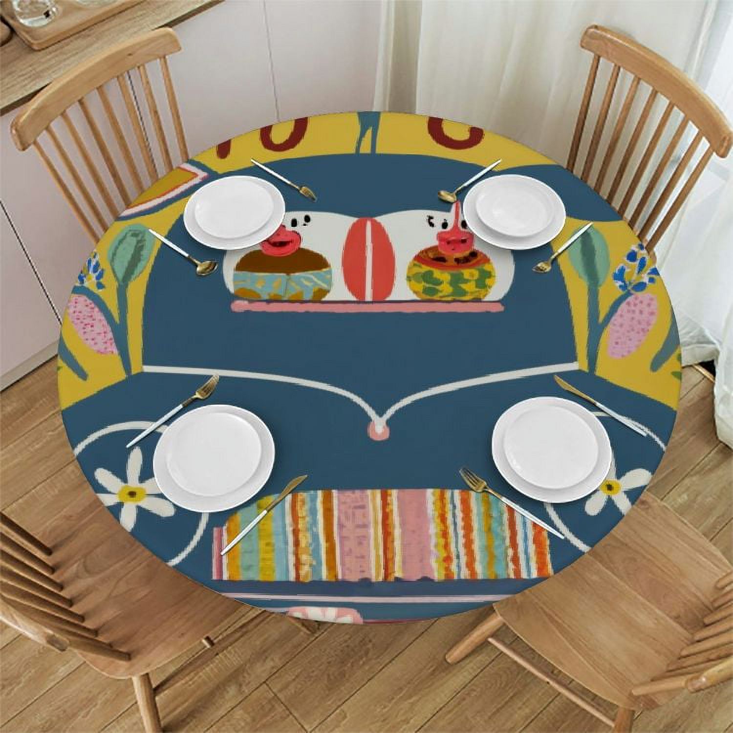 Ulloord Stretch Fitted Table Covers - Waterproof Wipeable Colorfast ...