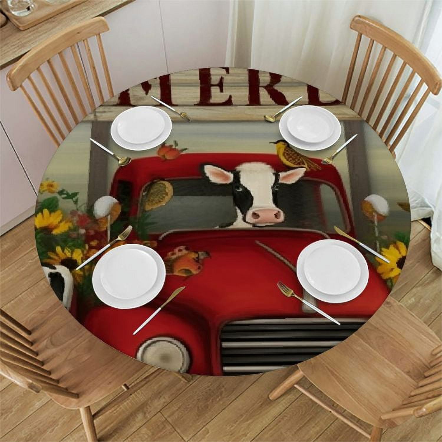 Ulloord Stretch Fitted Table Covers - Waterproof Wipeable Colorfast ...