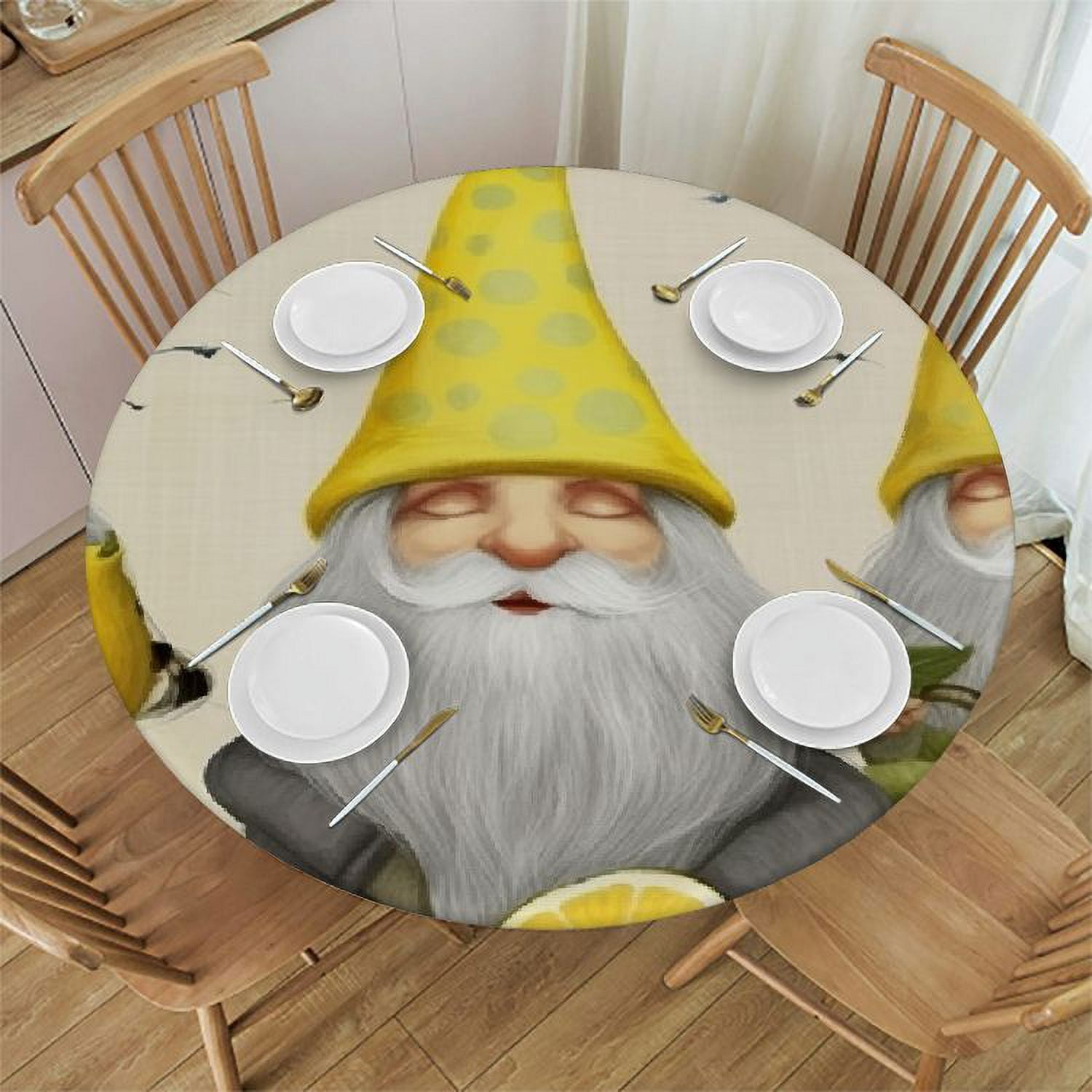 Ulloord Stretch Fitted Table Covers - Waterproof Wipeable Colorfast Outdoor Table Cover Round ...