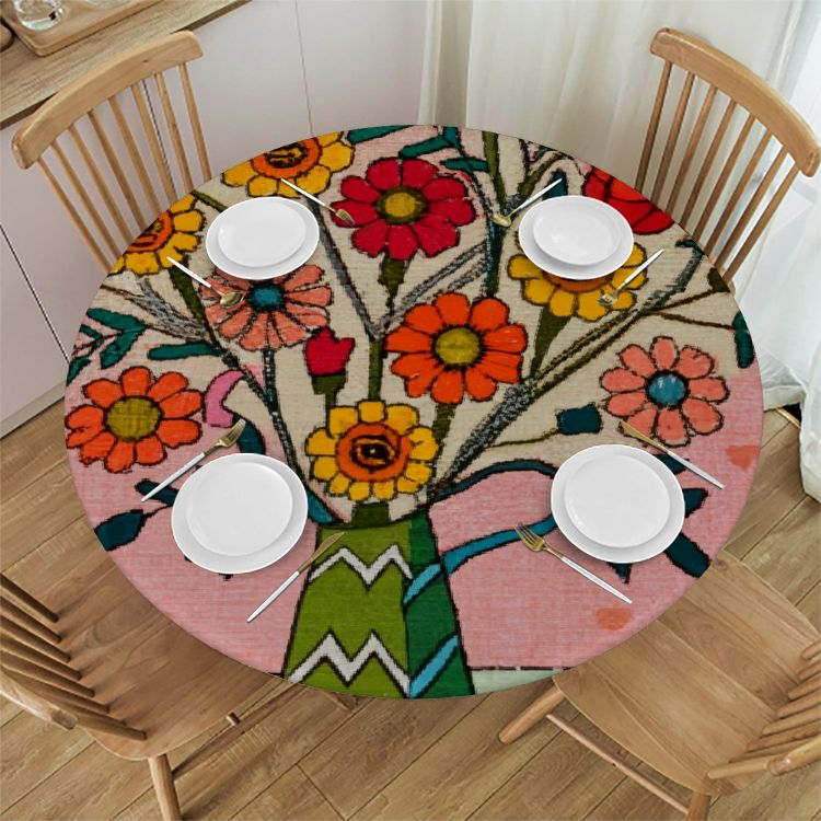Ulloord Stretch Fitted Table Covers - Wipeable Outdoor Table Cover ...