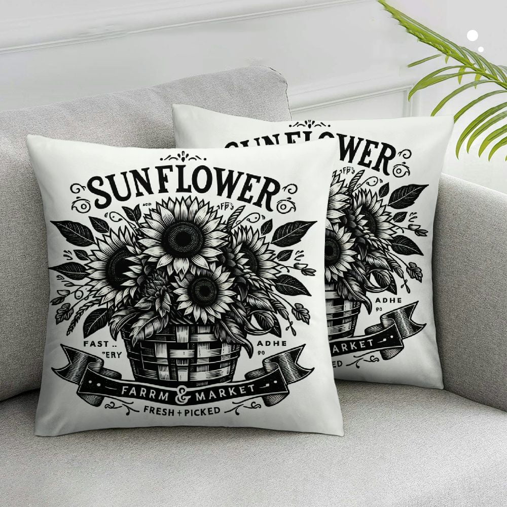 Ulloord Sunflower Pillow Covers Summer Farmhouse Throw Pillow Case ...