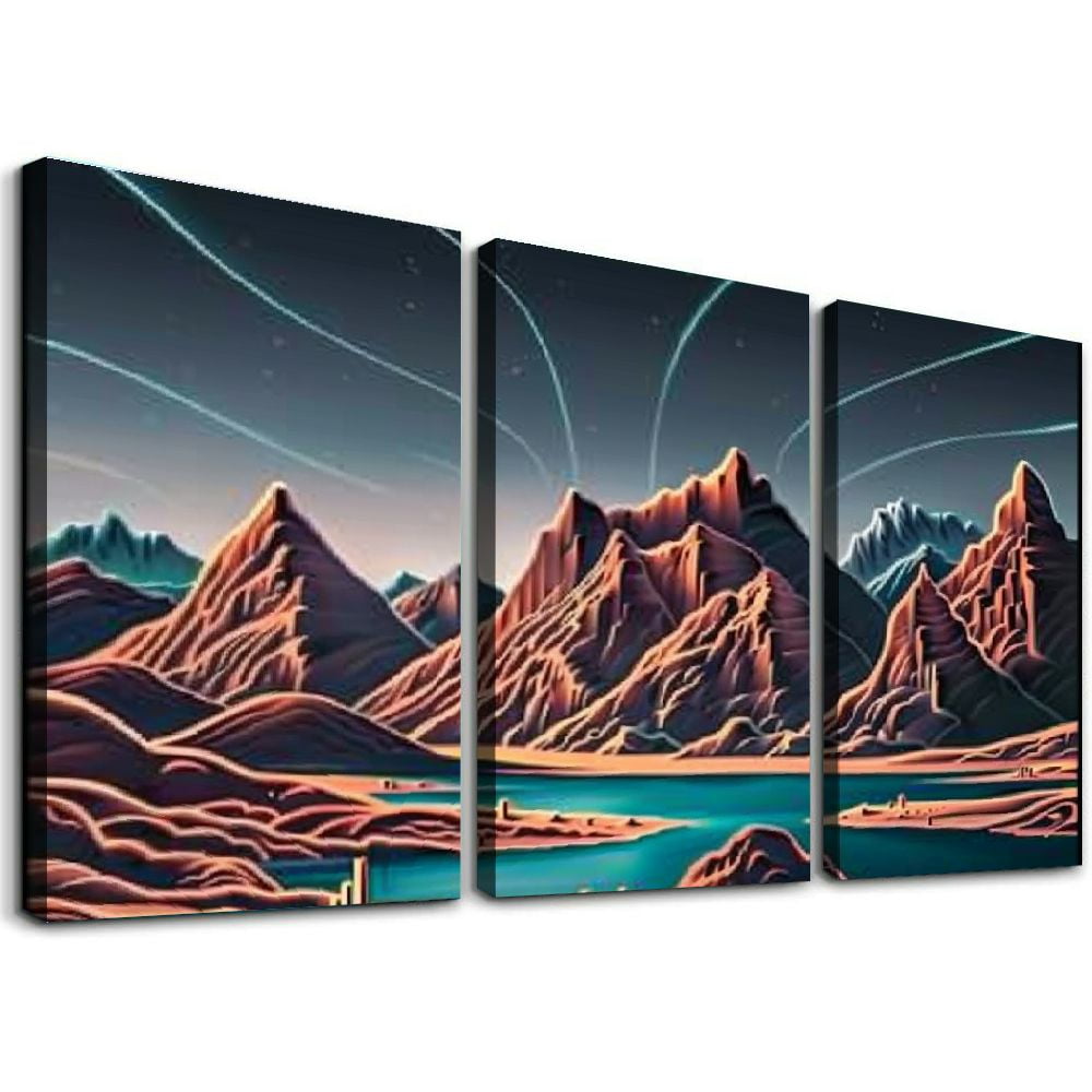 Ulloord Surreal Fantasy Landscape Poster with Glowing Pyramids ...