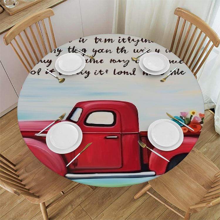 Ulloord Table Round Cover Elastic Edged Tablecloth, A of and Fitted ...