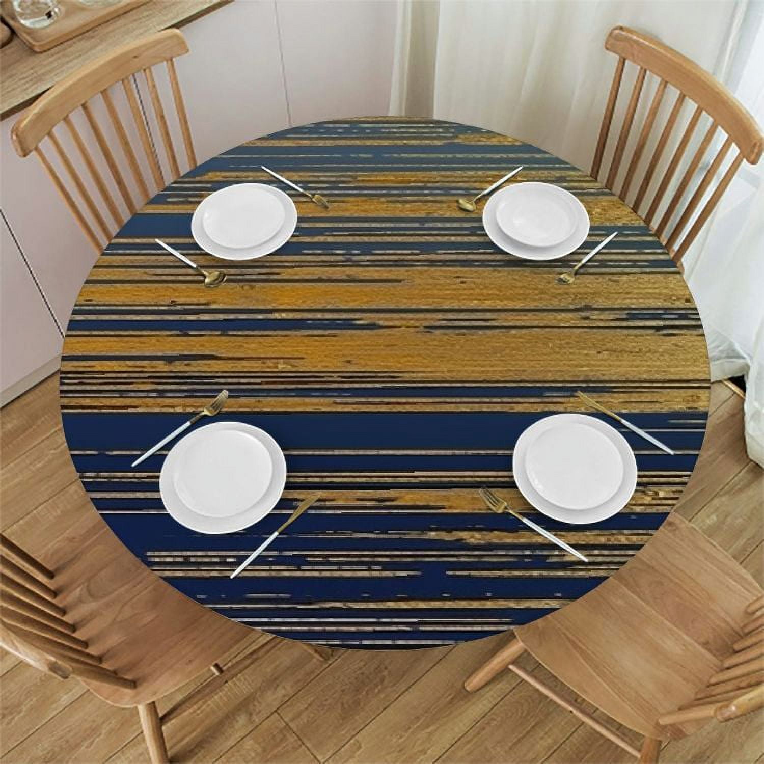 Ulloord Table Round Cover Elastic Edged Tablecloth, Abstract Art Marble ...