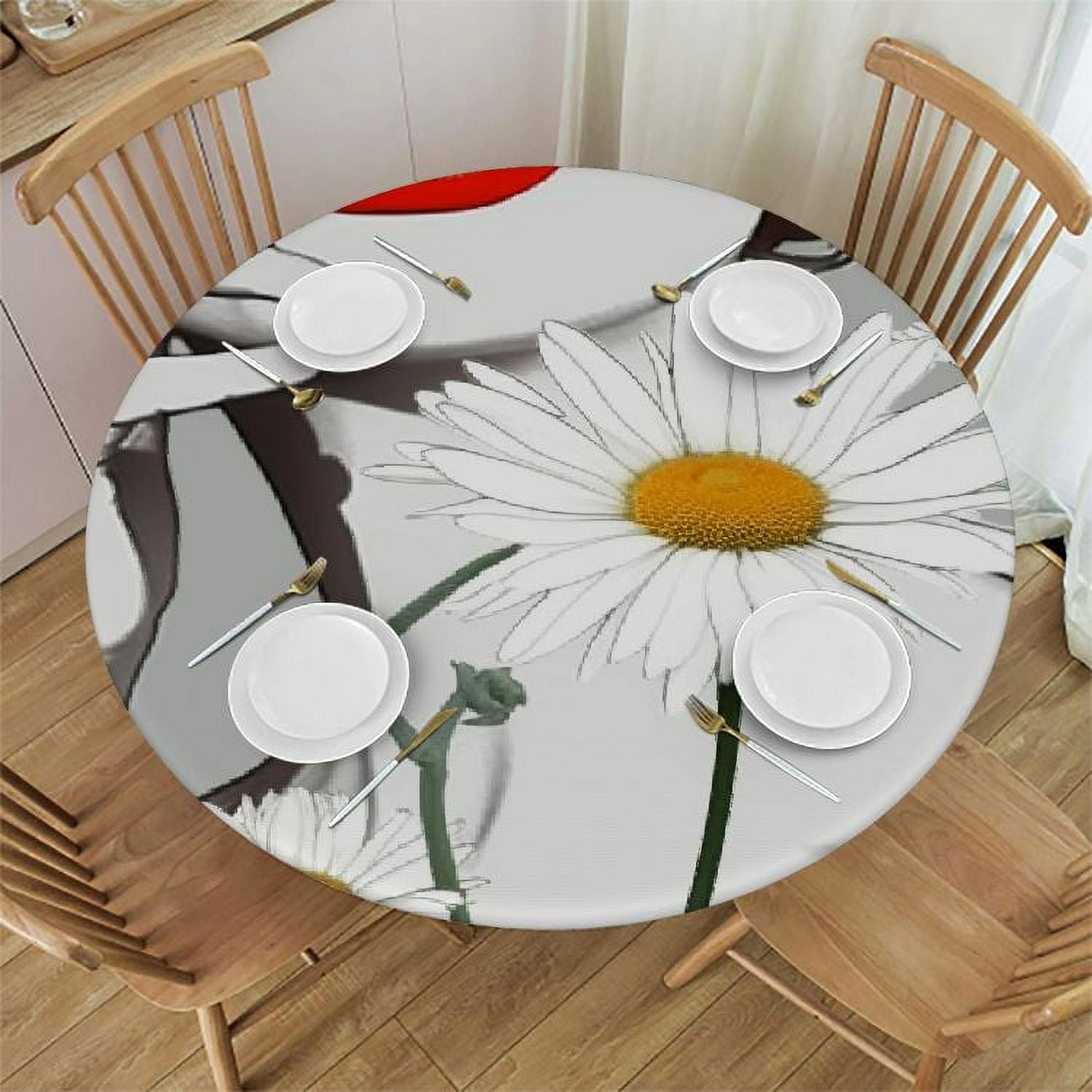 Ulloord Table Round Cover Elastic Edged Tablecloth, Abstract Lines Sexy ...