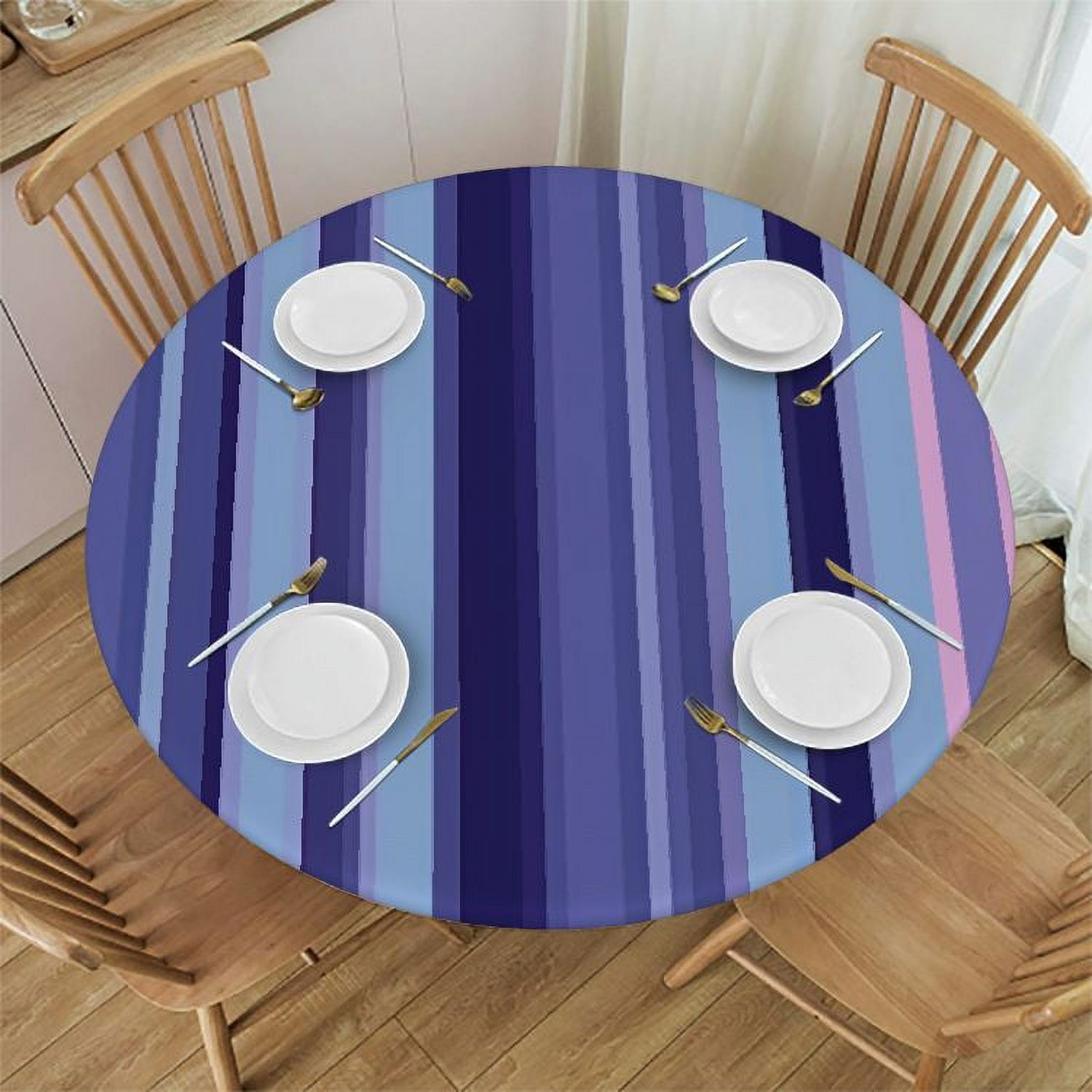 Ulloord Table Round Cover Elastic Edged Tablecloth, Abstract Lines ...