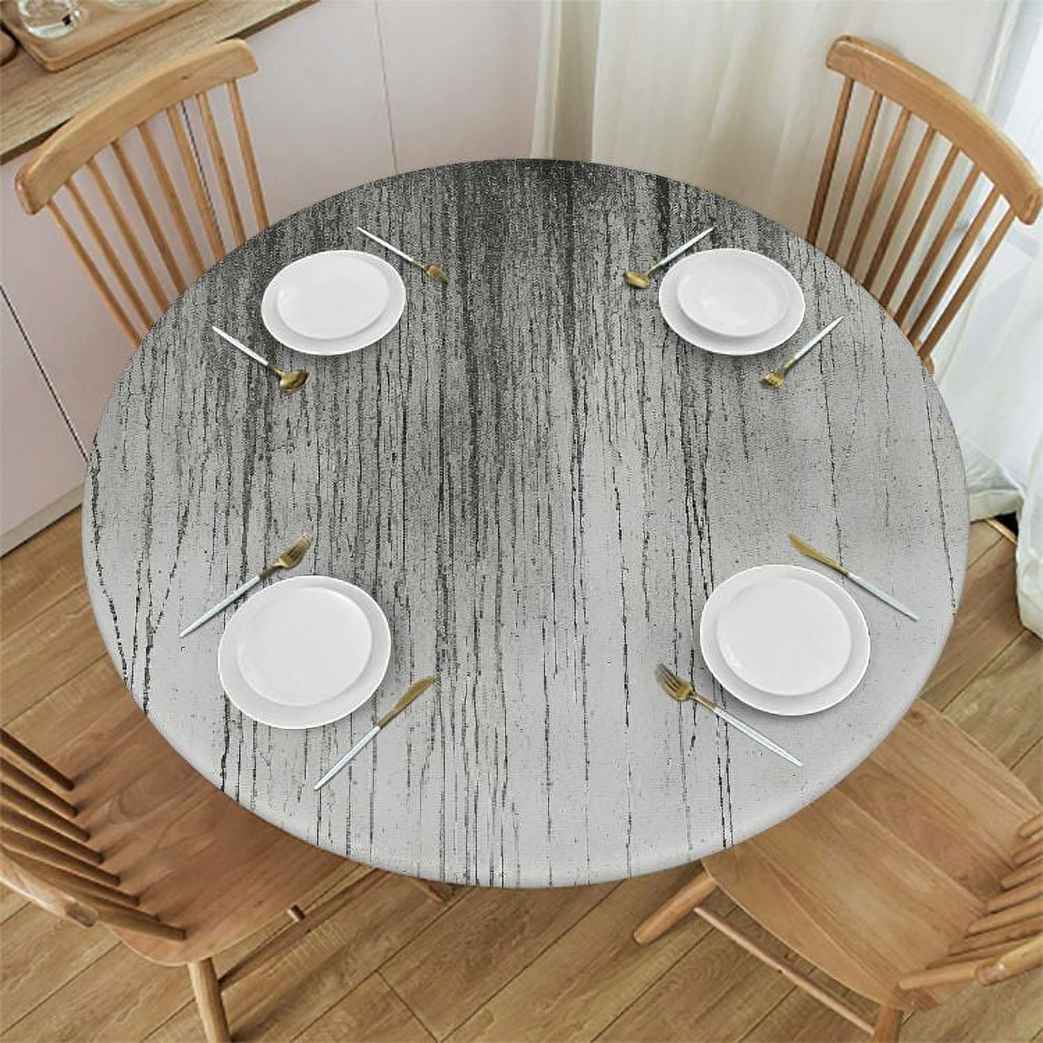 Ulloord Table Round Cover Elastic Edged Tablecloth, Minimalist Grey ...