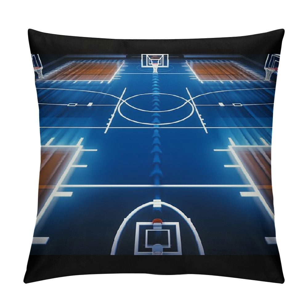 Ulloord Throw Pillow Cover Basketball Court Sports Playground Pattern ...