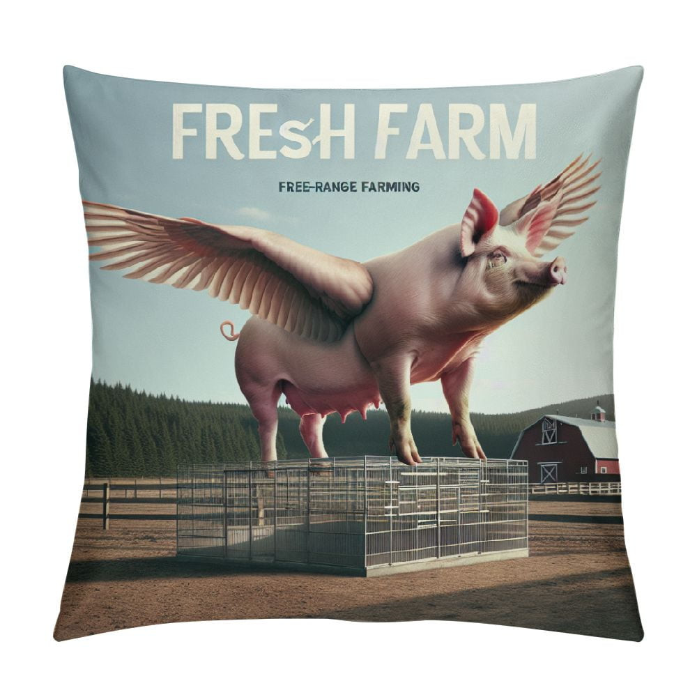 Ulloord Vintage Farmhouse Pig Pillow Covers Poultry Pig Throw Pillow ...