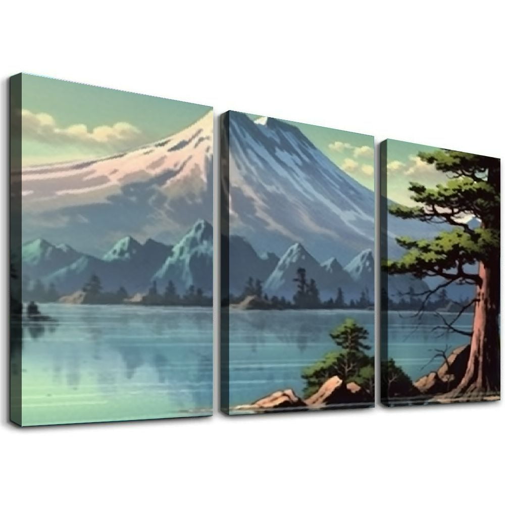 Ulloord Vintage Japanese Painting Ukiyo-e Art Print Fuji Mountain Behind Lake By Tsuchiya Koitsu ...