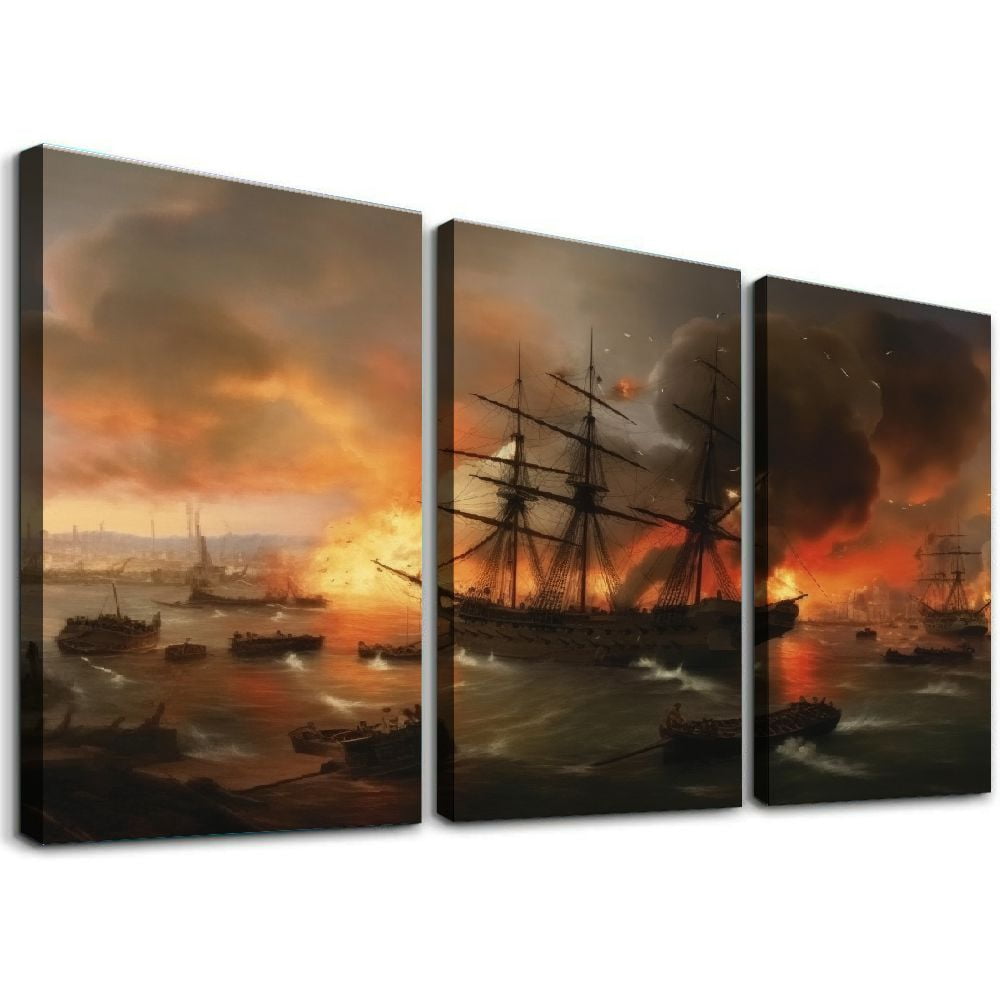 Ulloord Vintage Poster War Poster Naval Battle of Navarino Naval Poster ...