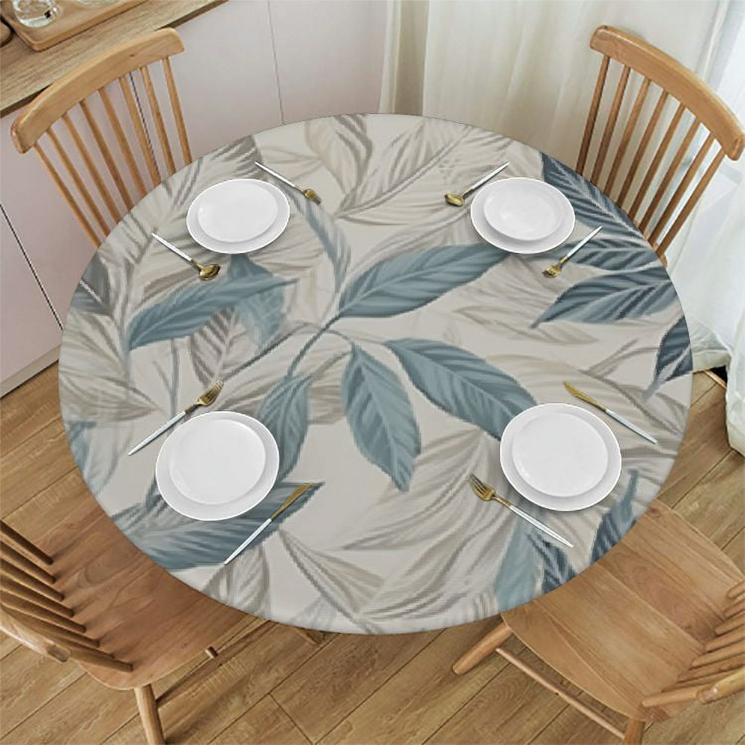 Ulloord Watercolor Leaves Round Fitted Tablecloth with Elastic Edge ...