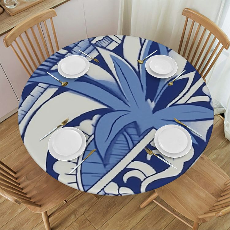 Ulloord Waterproof Round Fitted Table Cover, Pattern Lines Elastic ...