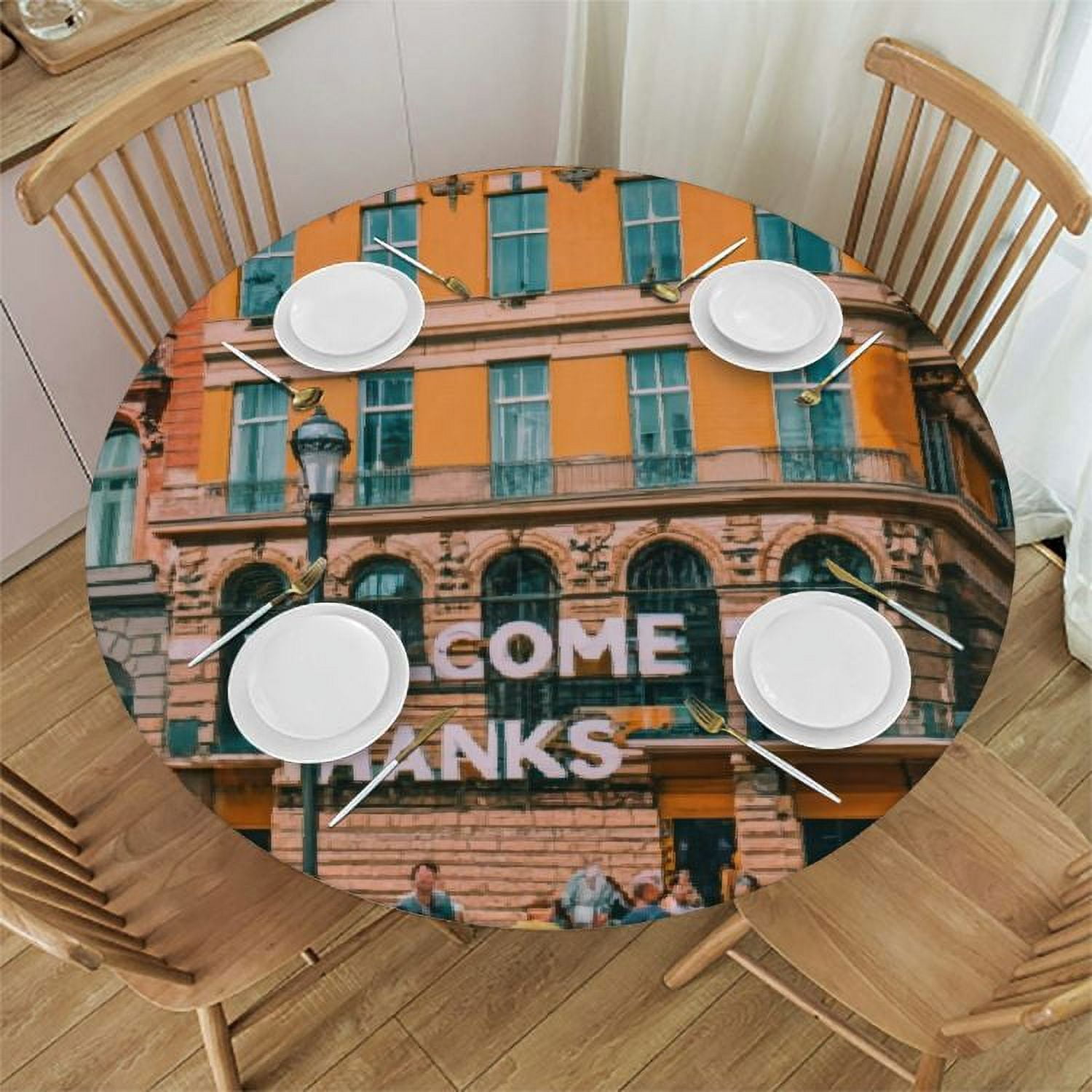 Ulloord Waterproof Round Fitted Table Cover, Welcome Please Remove Youe ...