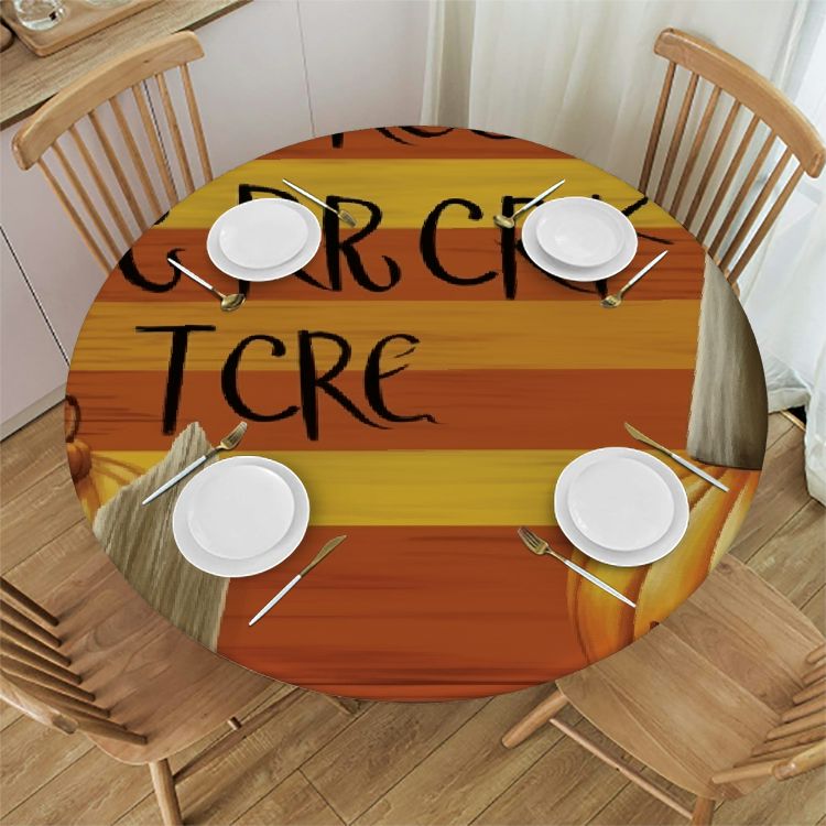 Ulloord Waterproof Round Fitted Table Cover, Wood Elastic Edged ...