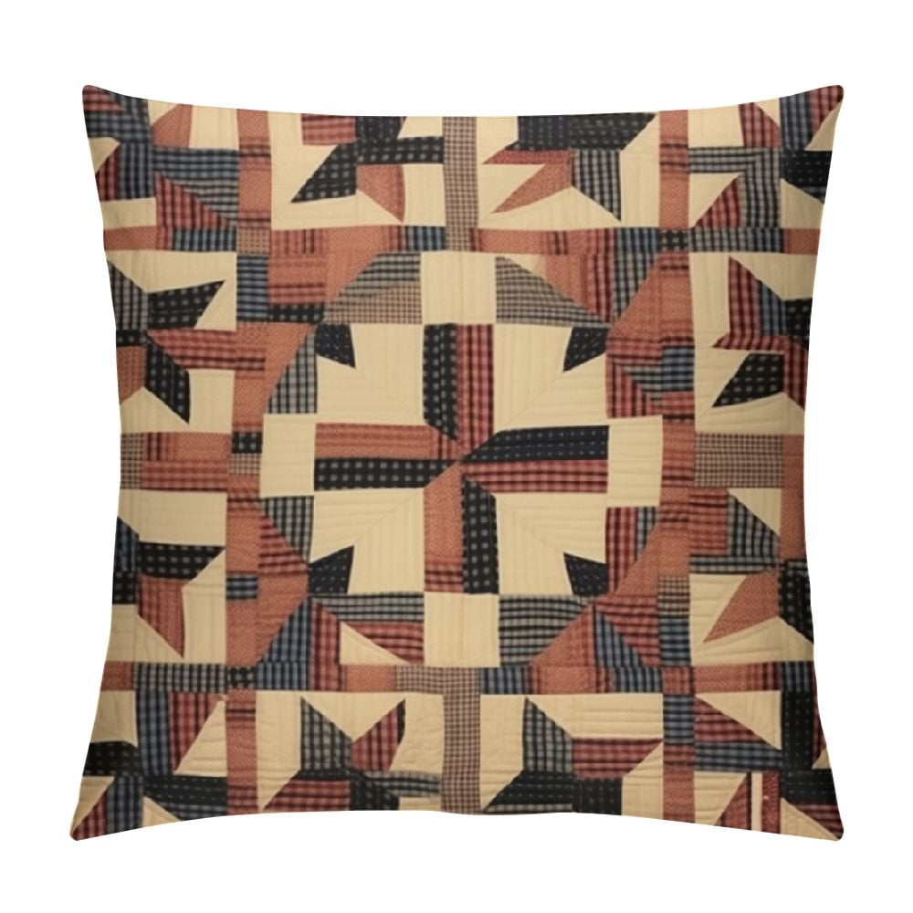 Ulloord Western Texas Stars Pillow Cover Retro Pentagram Geometry Plaid ...
