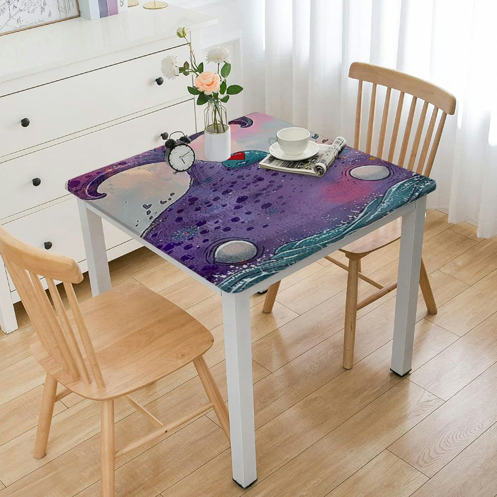 Ulloord Whale Elastic Edged Polyester Fitted Table Cover, Cute Smiley ...