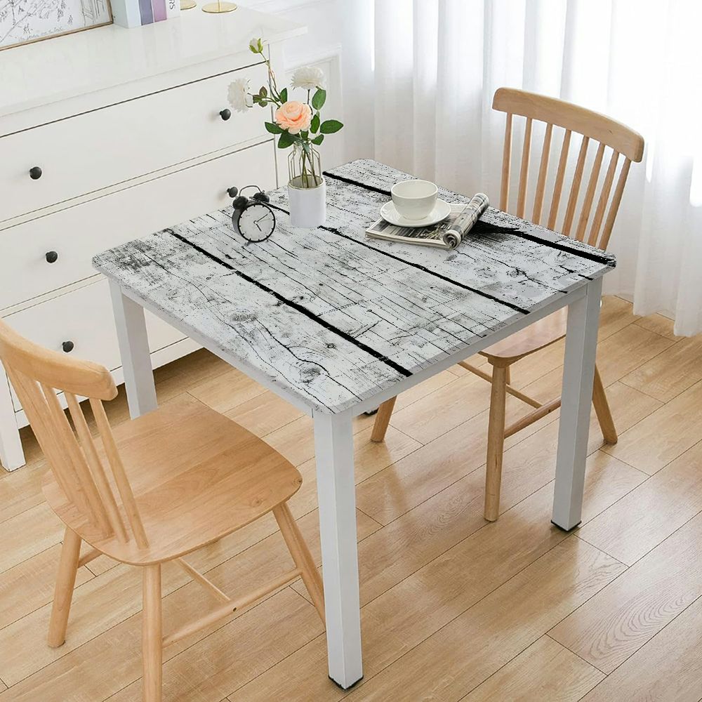 Ulloord Wood Plank Tablecloth Square Fitted, Wood Grain Texture Elastic ...