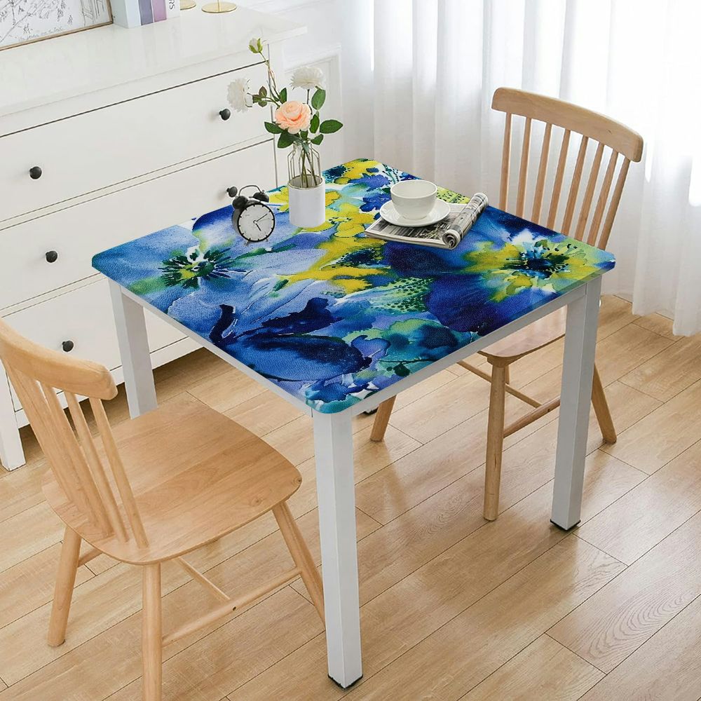 Ulloord Yellow and Blue Square Table cove, Spring Flower Watercolor ...