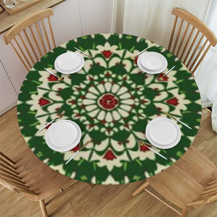 Ulloord Yellow Brown Waterproof Stain Resistant Stretch Tablecloth Exotic Style Mandalaspired ...