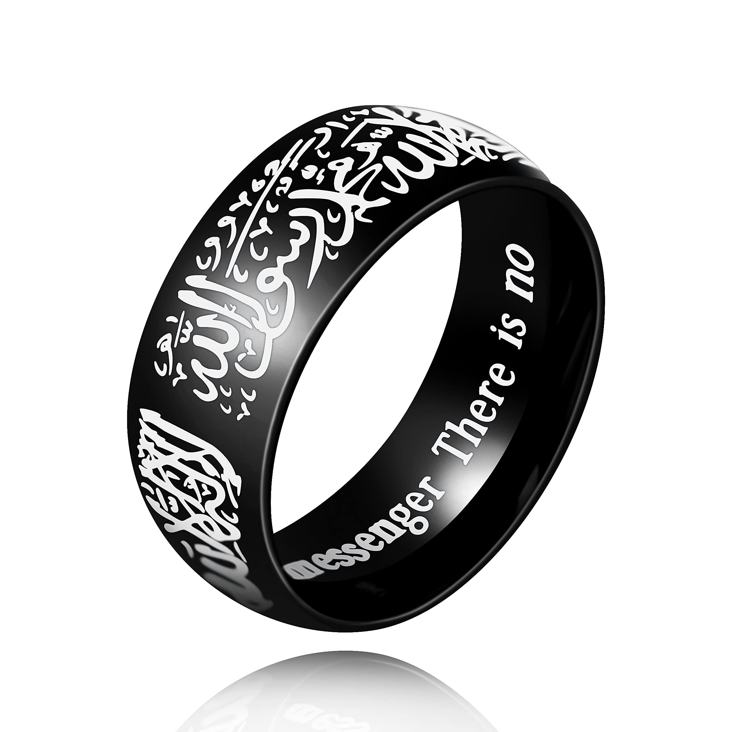 Uloveido 8mm Black Stainless Steel Band Islamic Muslim Muhammad Shahada ...
