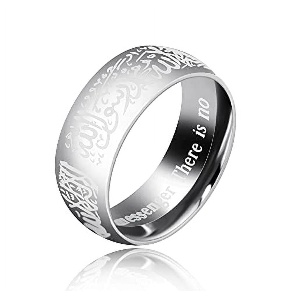 Uloveido 8mm Stainless Steel Band Islamic Muslim Muhammad Shahada Ring ...