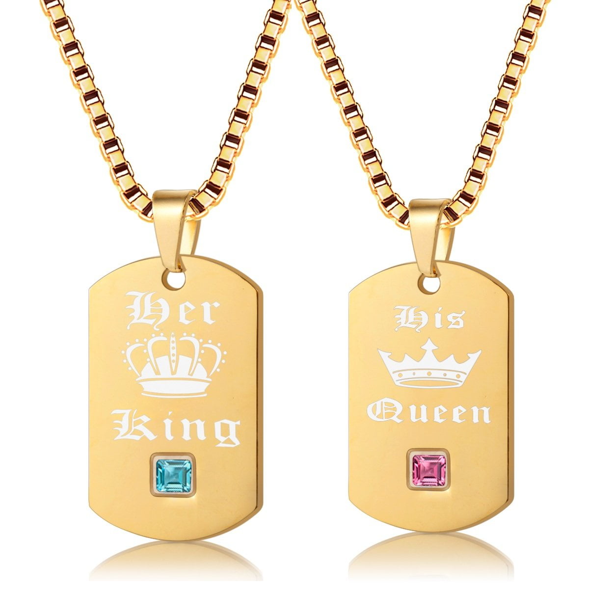 Uloveido A Pair of His Queen & Her King Match Necklaces for Couples ...