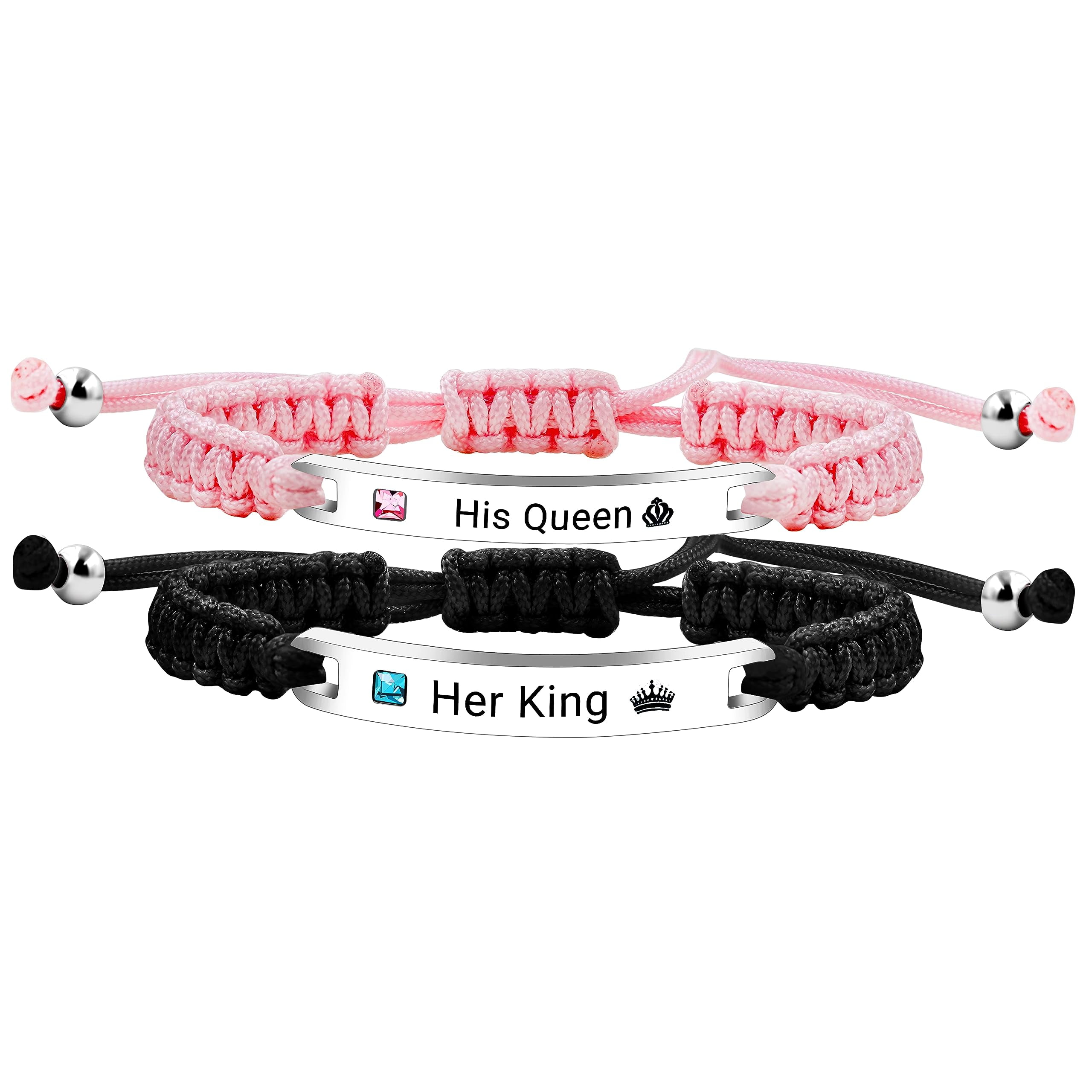 Uloveido Couples Bracelets Set - His Queen Her King Relationship ...