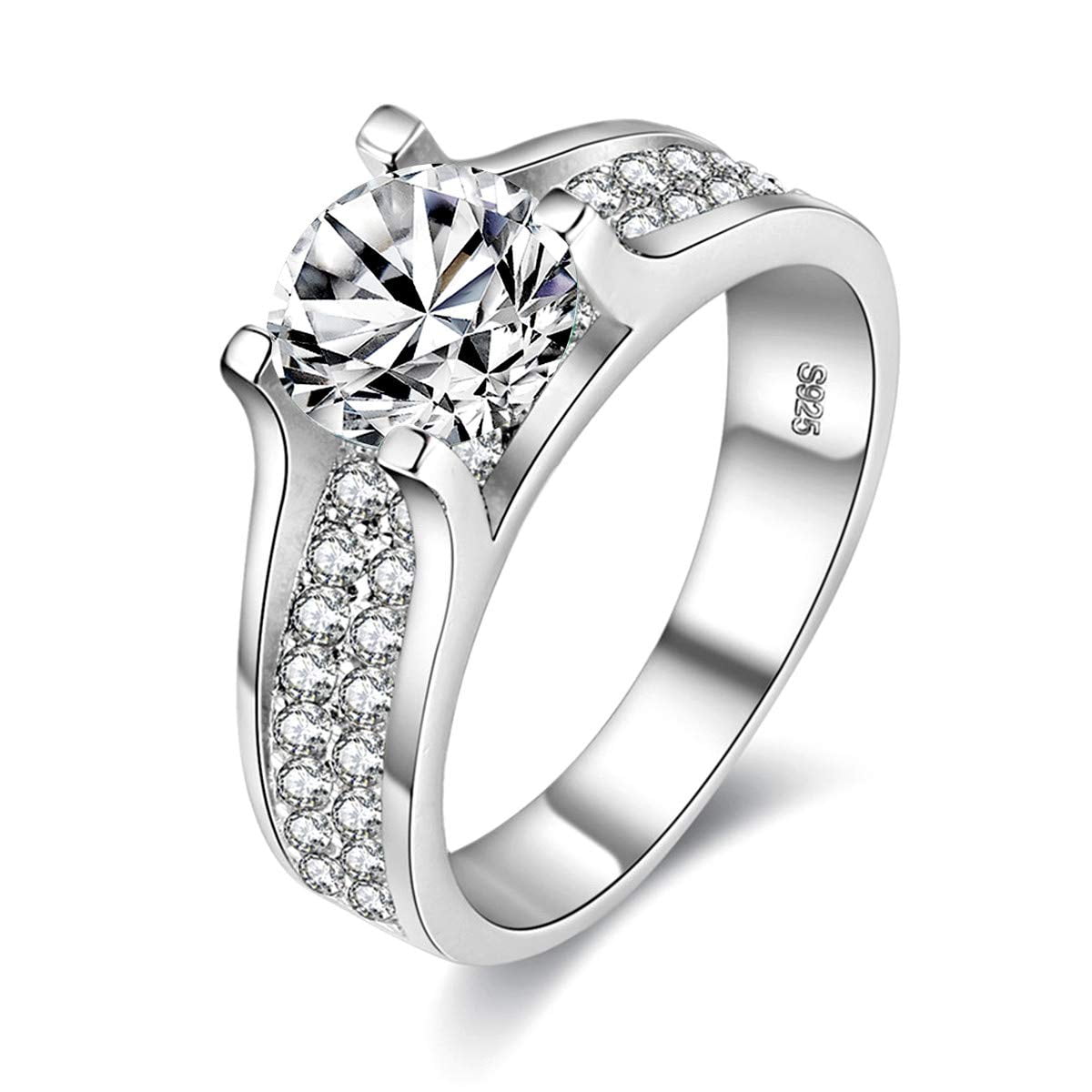 Uloveido Girl's Rhodium Plated Round White CZ Zircon Wedding Promise ...