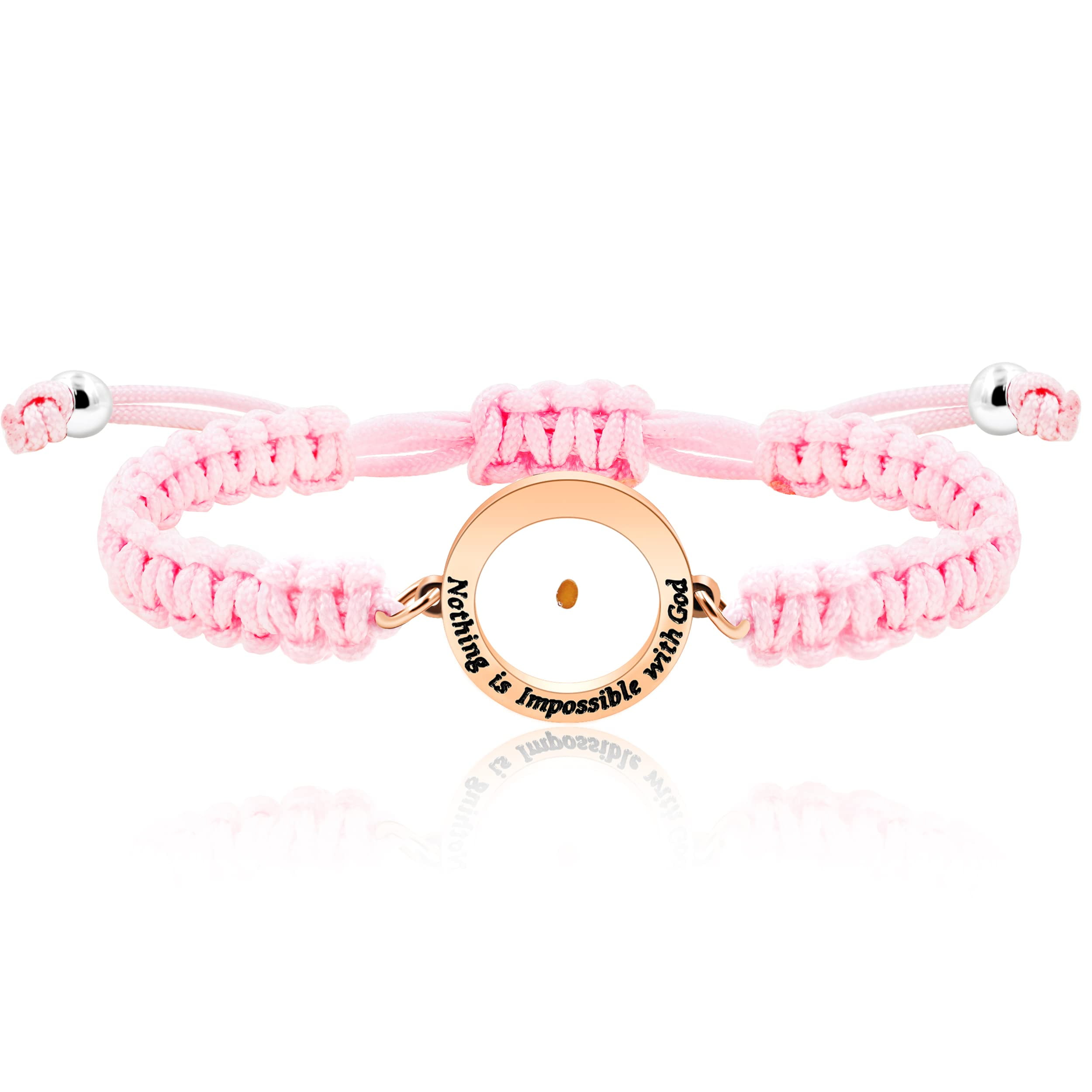 Uloveido Handmade Braided Pink String Bracelet with Round Mustard Seed ...