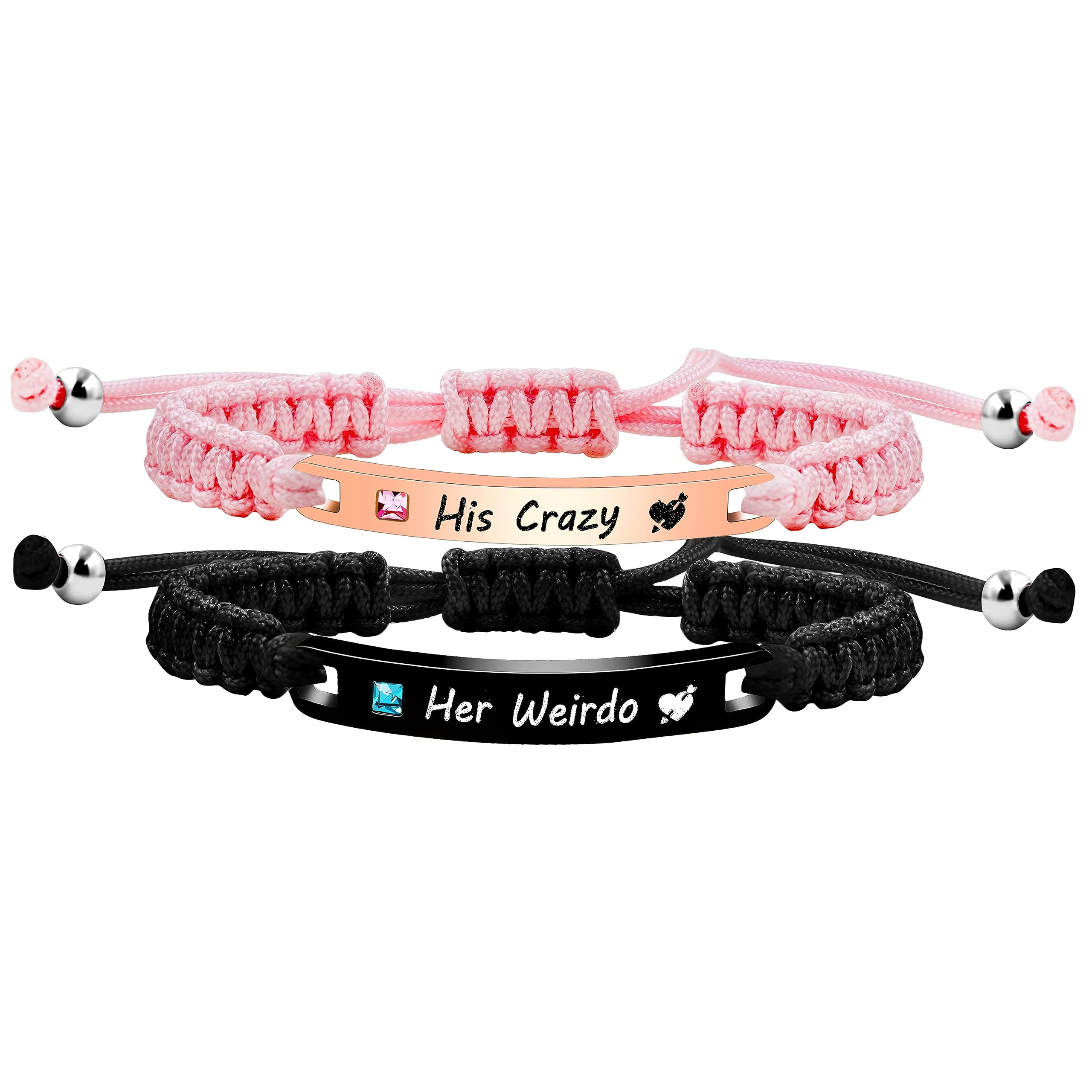 Uloveido His Crazy and Her Weirdo Bracelets for Couples - Handmade ...
